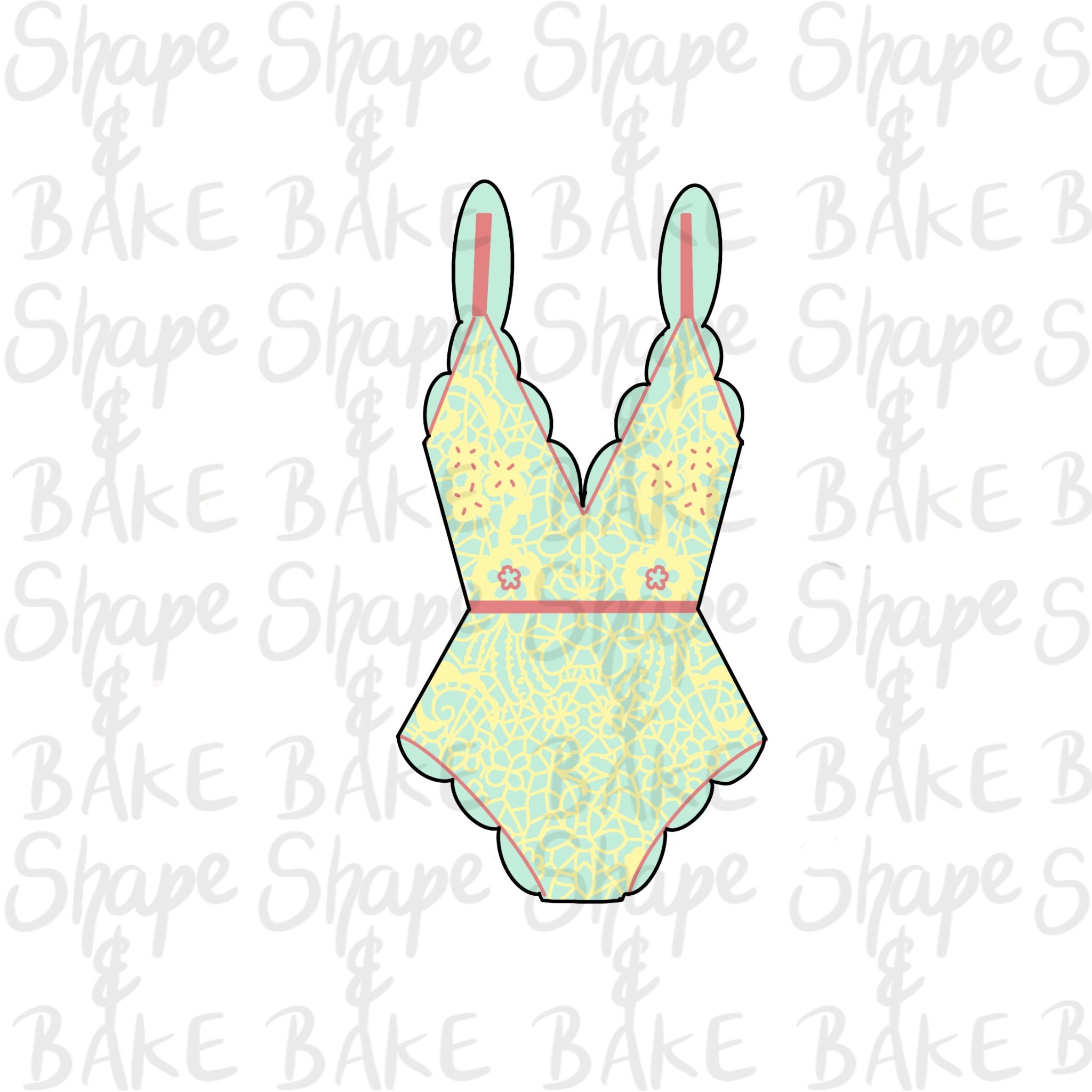 Frilly one piece lingerie cookie cutter – Shape and Bake